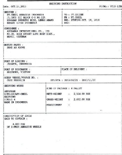Shipping Instruction và những điều cần biết - VietAir Cargo là đơn vị ...
